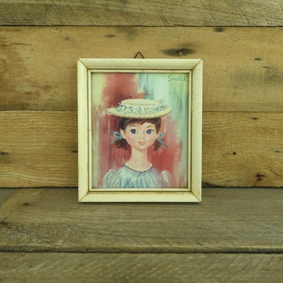 unknown | Wall Decor | Vintage 96s Francois Soulet Girl With Straw Hat ...